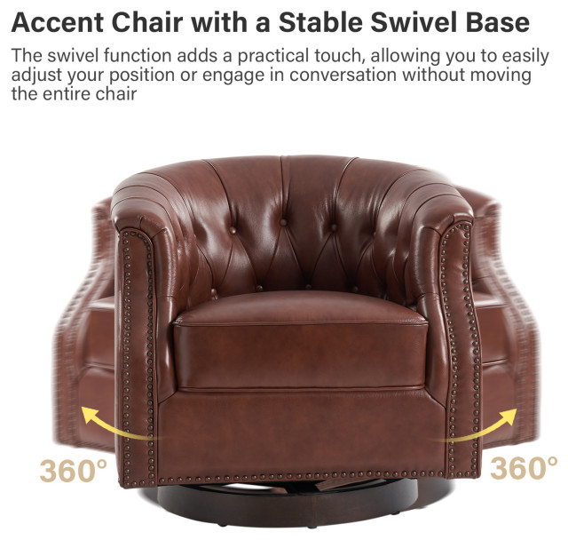 Traditional Chesterfield Rocker and Swivel Genuine Leather Chair ...