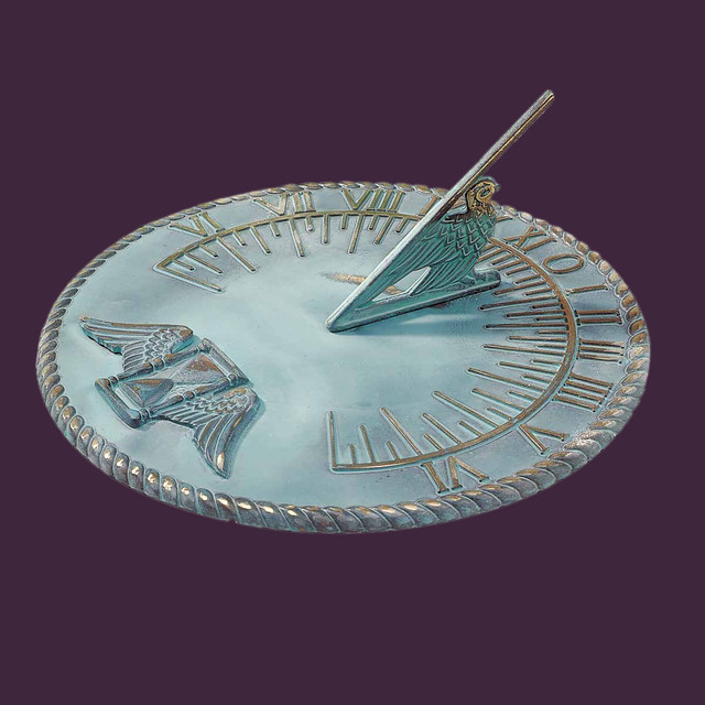 Sundial Verdigris Solid Brass Garden Clock 10'' Diameter Garden Modern ...