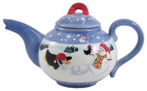 Winter Wonderland Handpainted 48 ounce Teapot - Contemporary - Teapots ...