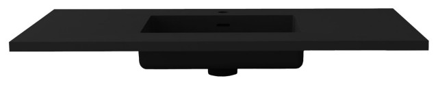 Forever VIVA Stone 48" Matte Black Solid Surface Countertop With Integrated Sink - Contemporary ...