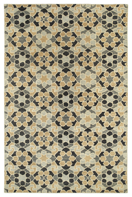 Kaleen Hand-Tufted Rosaic Wool Rug, Charcoal, 5'x7'9" - Contemporary ...