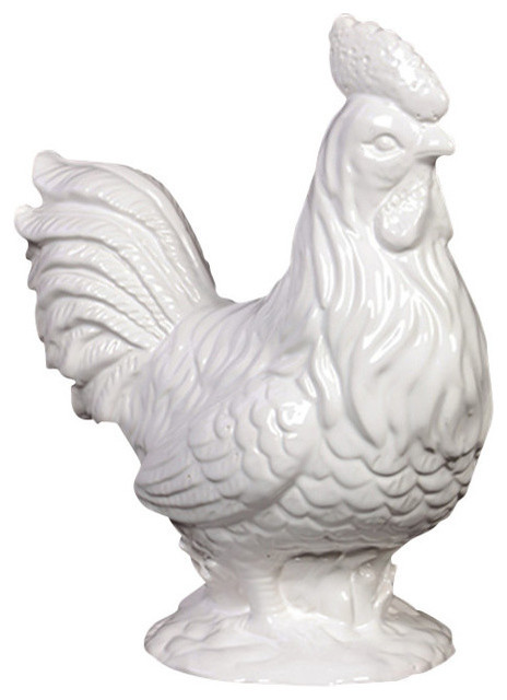 Ceramic Rooster Elegantly Sculpted With Fine Details and Antique Finish ...