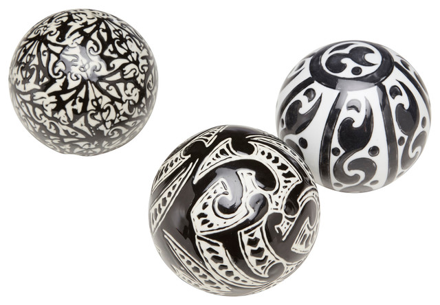 Set Of 3 Porcelain Balls - Contemporary - Decorative Objects And ...