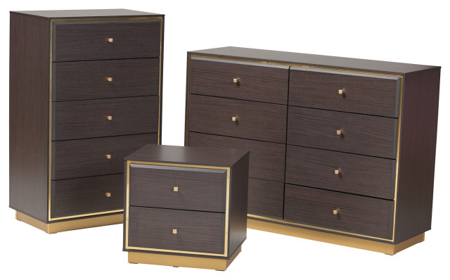 Warner Wood and Metal 3-Piece Storage Set - Contemporary - Storage ...