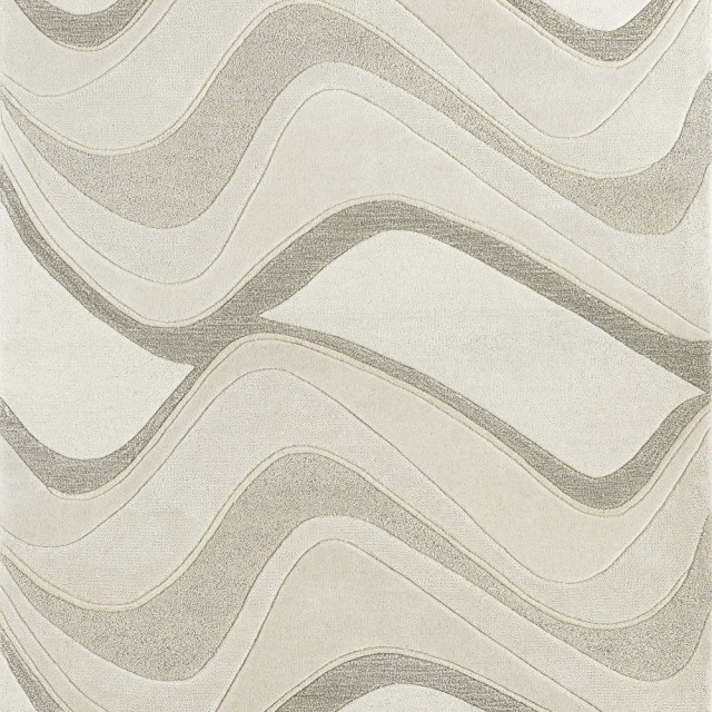 5'X8' Ivory Hand Tufted Abstract Waves Indoor Area Rug - Contemporary ...
