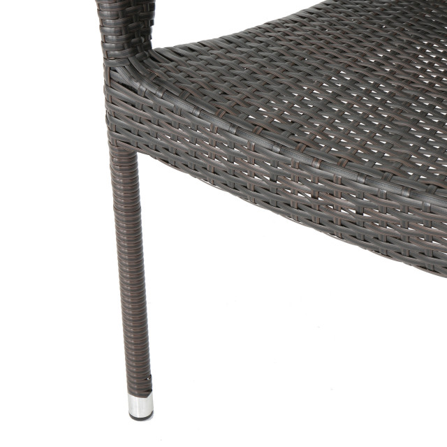GDF Studio Miranda Outdoor Mix Mocha Wicker Stacking Dining Chairs, Set ...