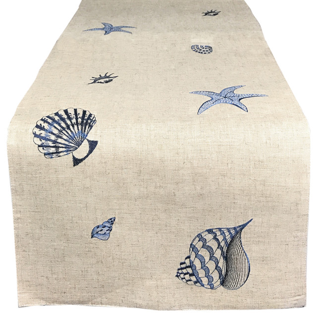 Creative Stitched Seaside Decor Linen Table Runner - Beach Style ...