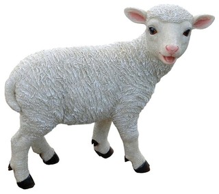 Standing Yorkshire Lamb Statue - Farmhouse - Garden Statues And Yard ...