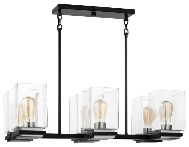 Nuvo Lighting Crossroads 6-Light Island Pendant, Black/Clear, 60-7657 ...