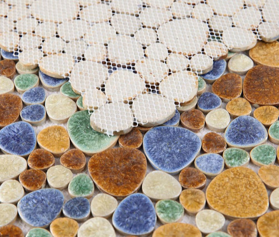 Mosaic Porcelain Tile Mancala Pebble Series - Coral - Floor Wall Tile ...