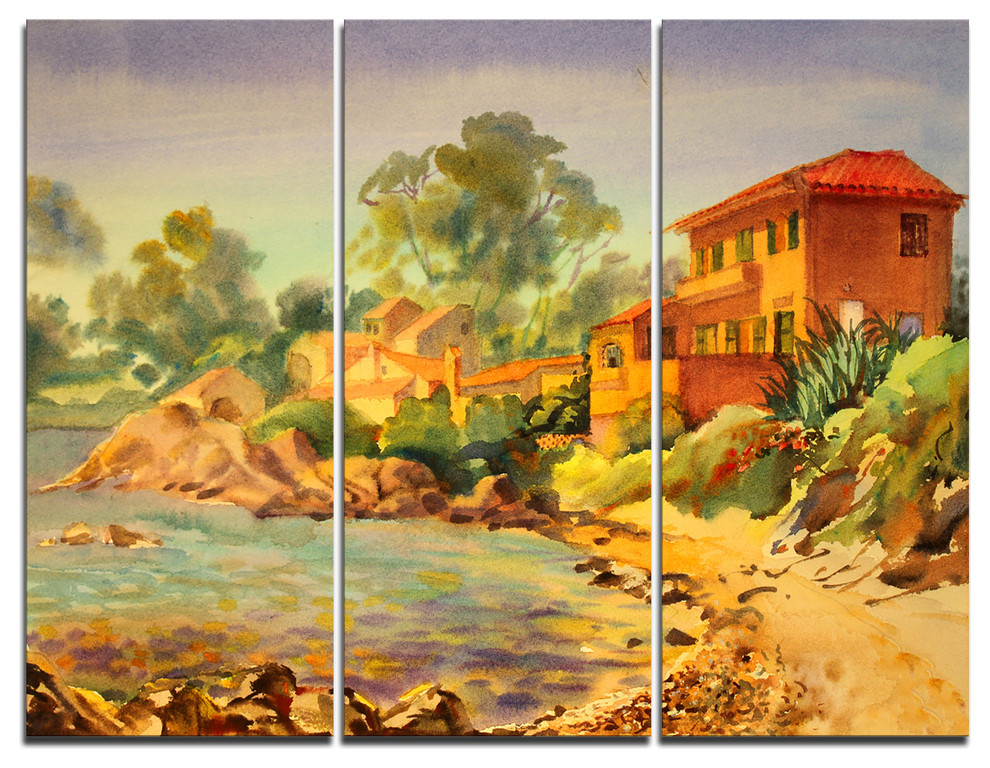 "French Riviera" Canvas Art Print, 3 Panels, 36"x28" - Contemporary ...