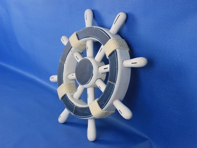 Rustic Ship Wheel, Ship Wheel Decoration, All Light Blue, 12" - Beach ...