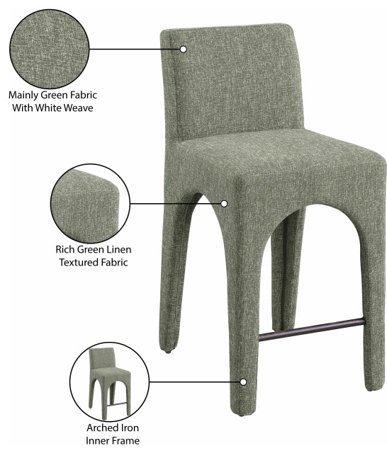 Gramercy Linen Textured Fabric Stool - Transitional - Bar Stools And ...