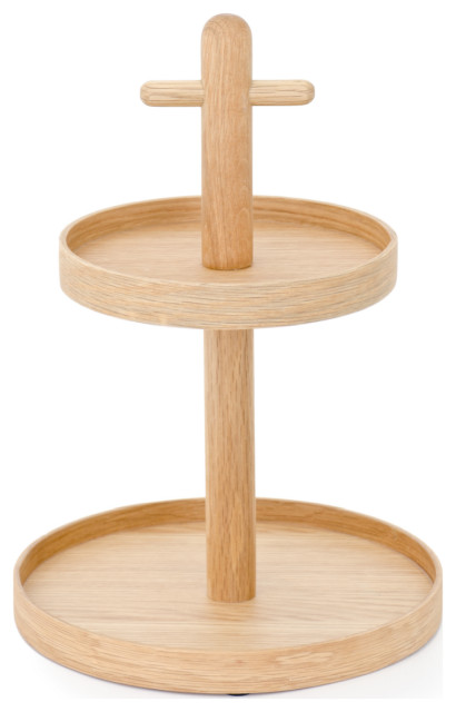 2-Tier Oak Condiment T top Stand | Wireworks Cook House - Transitional ...