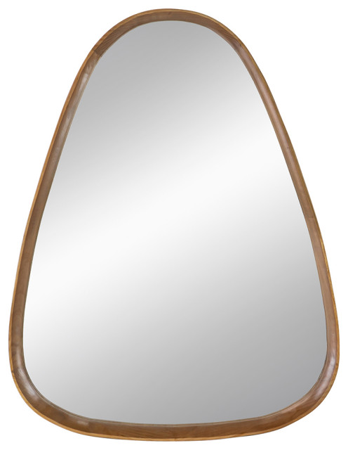 Naveen 37.5" Oblong Oval Wall Mirror, Natural Pine Wood - Contemporary ...