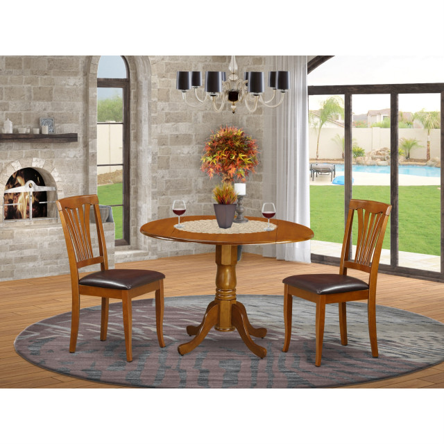 Dlav3-Sbr-Lc 3-Piece Kitchen Table Set-Dining Table and 2 Leather ...