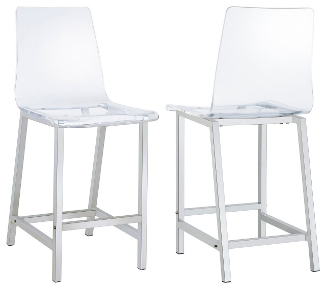 Juelia Counter Height Stools Chrome and Clear Acrylic, Set of 2 ...