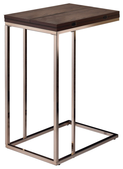 Snack Table With ExpandableTop, Chestnut and Chrome - Contemporary ...