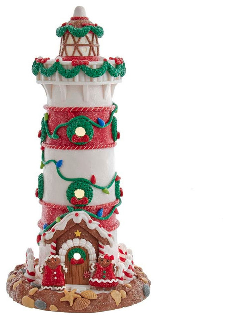 13.5" Gingerbread Lighthouse, 13.5'' - Holiday Accents And Figurines ...