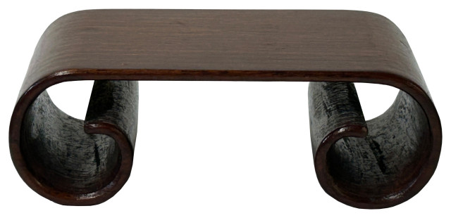 3" Brown Wood Scroll Legs Rectangular Display Stand Riser Easel - Asian ...