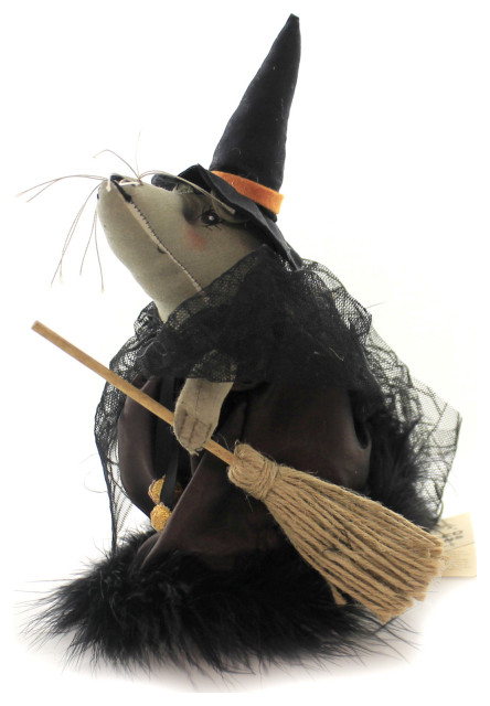 Joe Spencer Reba Rat Halloween Witch Broom Collectible Figurines, 9.5 ...
