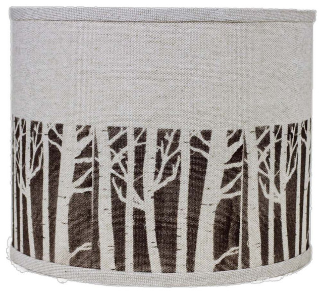 Birch Tree Stencil Shade, 12", Drum With Spider Fitter - Rustic - Lamp ...
