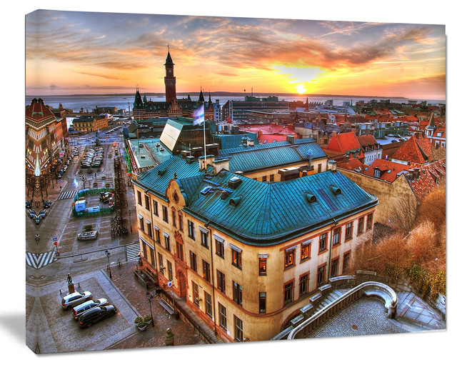 Colorful City Landscape, Cityscape Canvas Art Print, 20"x12 ...