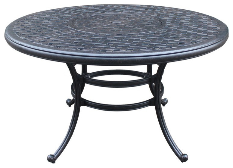 Carlsbad 52" Cast Aluminum Round Dining Table - Transitional - Outdoor ...