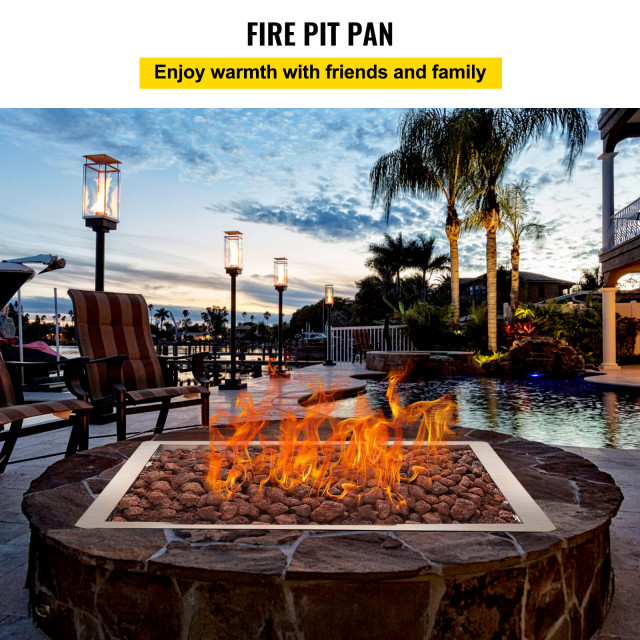 VEVOR Drop in Fire Pit Pan Gas Fire Pan 18" x 18" Fire Pit Pan ...