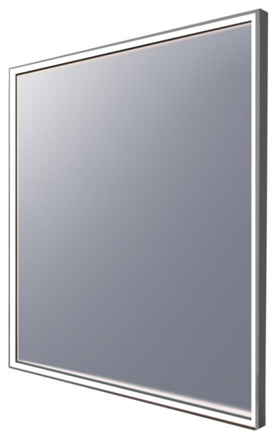 Radiance Lighted Mirror, LED, Clear, Silver Frame, 34.75"H x 34.75"W x ...