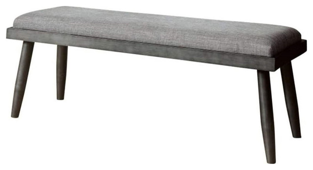 Dining Room Padded Seating Bench, Gray - Midcentury - Dining Benches ...