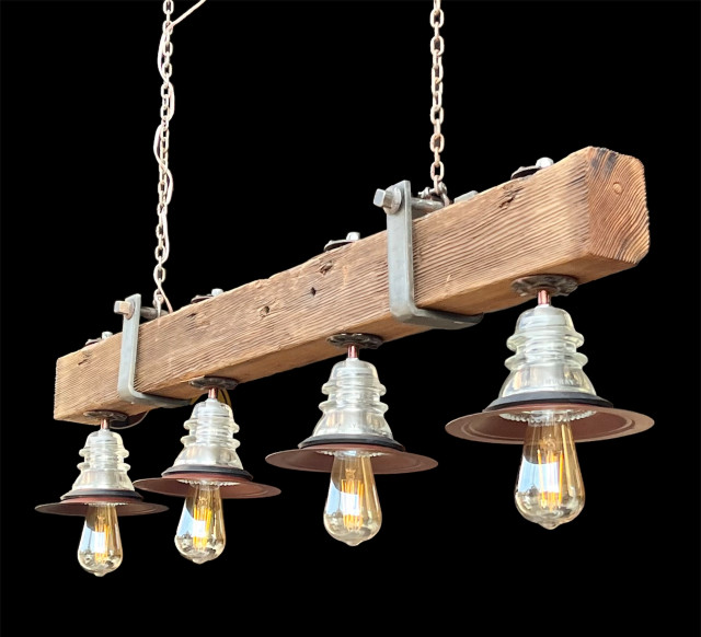 Utility Pole Crossarm Beam Chandelier Insulator Edison Bulb ...