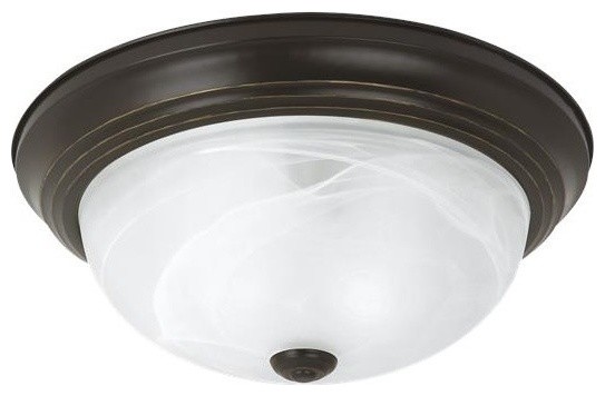 Windgate 3-Light Flush Mount Heirloom Bronze Alabaster Glass ...