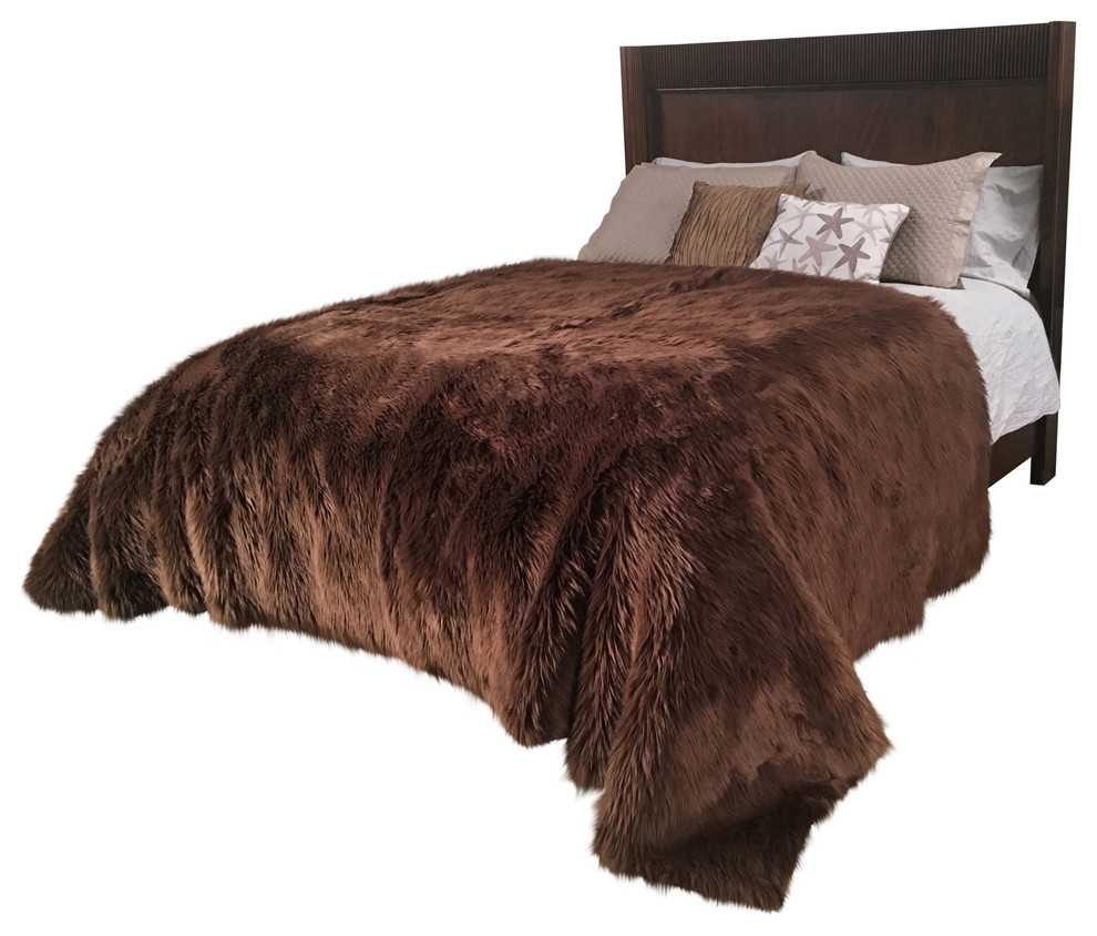 Super Soft Faux Sheepskin Bedspread, 120"x115" - Contemporary - Quilts ...