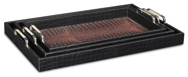 3-Piece Faux Alligator Skin Trays - Contemporary - Serving Trays - by ...
