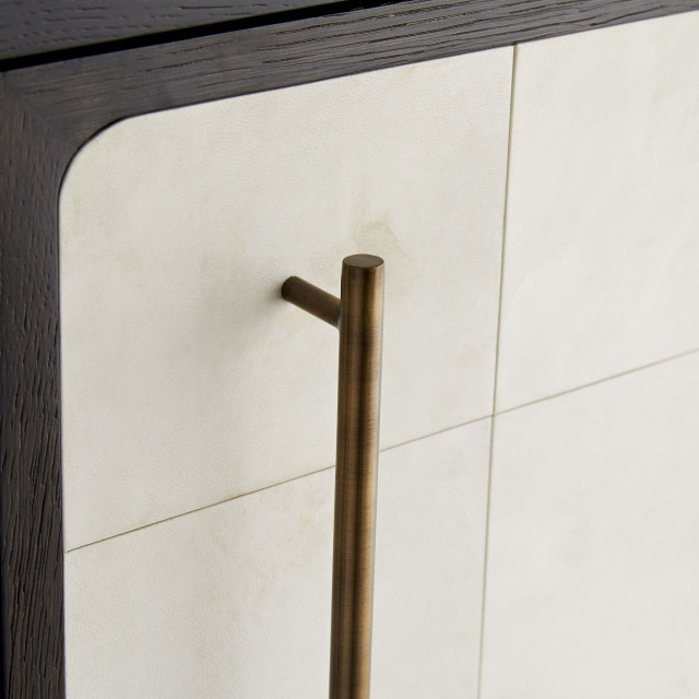 Edison Cabinet, Antique Brass, Oak, Vellum, Stainless Steel, 45"H (4811 ...