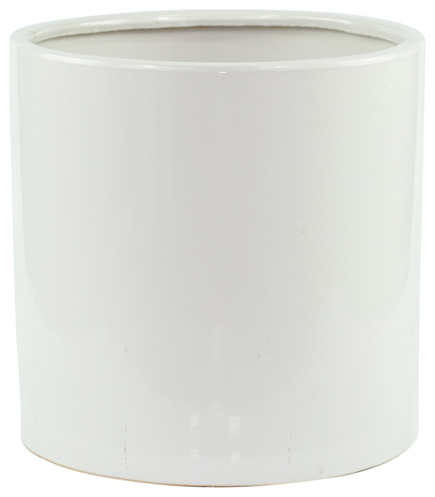 Extra Large Ceramic Pot 13'' White - Contemporary - Outdoor Pots And ...