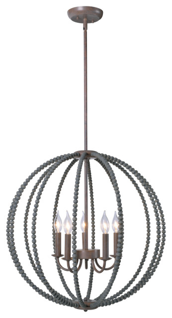 Kenroy 94145GBRZ 5-Light Chandelier, Sycamore - Farmhouse - Chandeliers ...