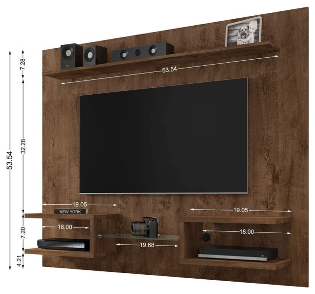 Plaza 64" Floating Entertainment Center, Rustic Brown - Contemporary ...