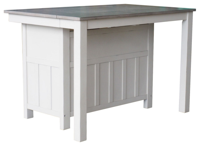 Millport Counter Height Extendable Storage Dining Table, White/Wash ...