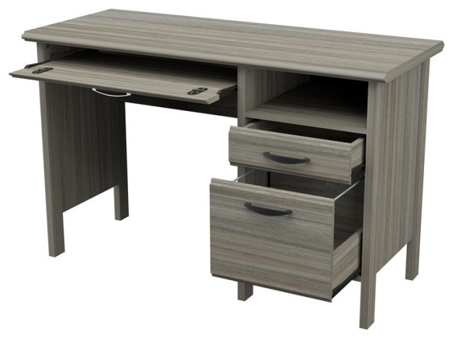 Inval America 2-Drawer Engineered Wood Computer Desk in Gray Smoke Oak ...