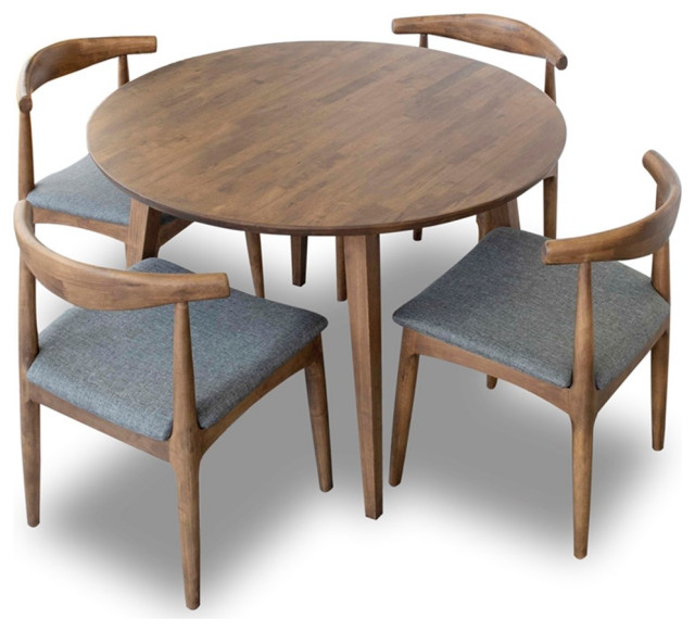 Eris Modern Solid Wood Walnut Dining Room & Kitchen Table and Chairs ...