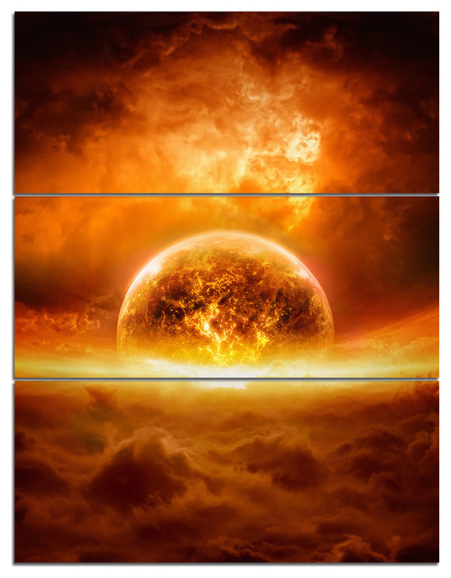"Exploding Planet" Space Digital Metal Wall Art, 3 Panels, 28"x36", 28 ...