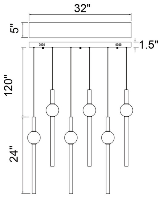 Baton LED Island/Pool Table Chandelier With Brass Finish - Contemporary ...
