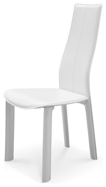 Allison Dining Chair White Hard Leather Matching Stitching ...
