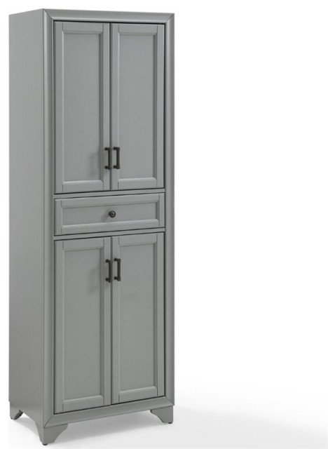 Pemberly Row 4-Door Traditional Wood Pantry in Distressed Gray ...