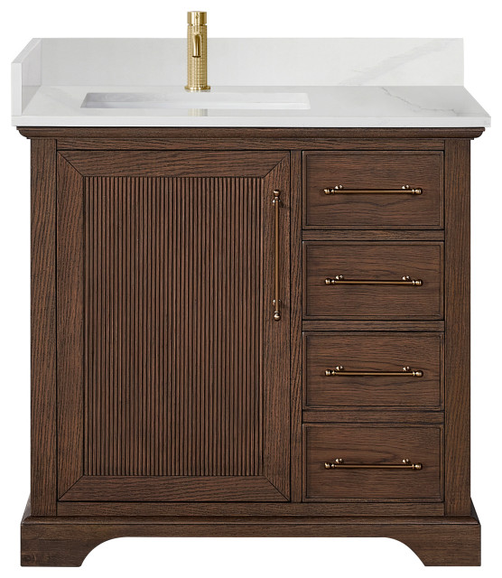 Tokyo Bath Vanity, Quartz Top No Mirror, 36" - Transitional - Bathroom ...