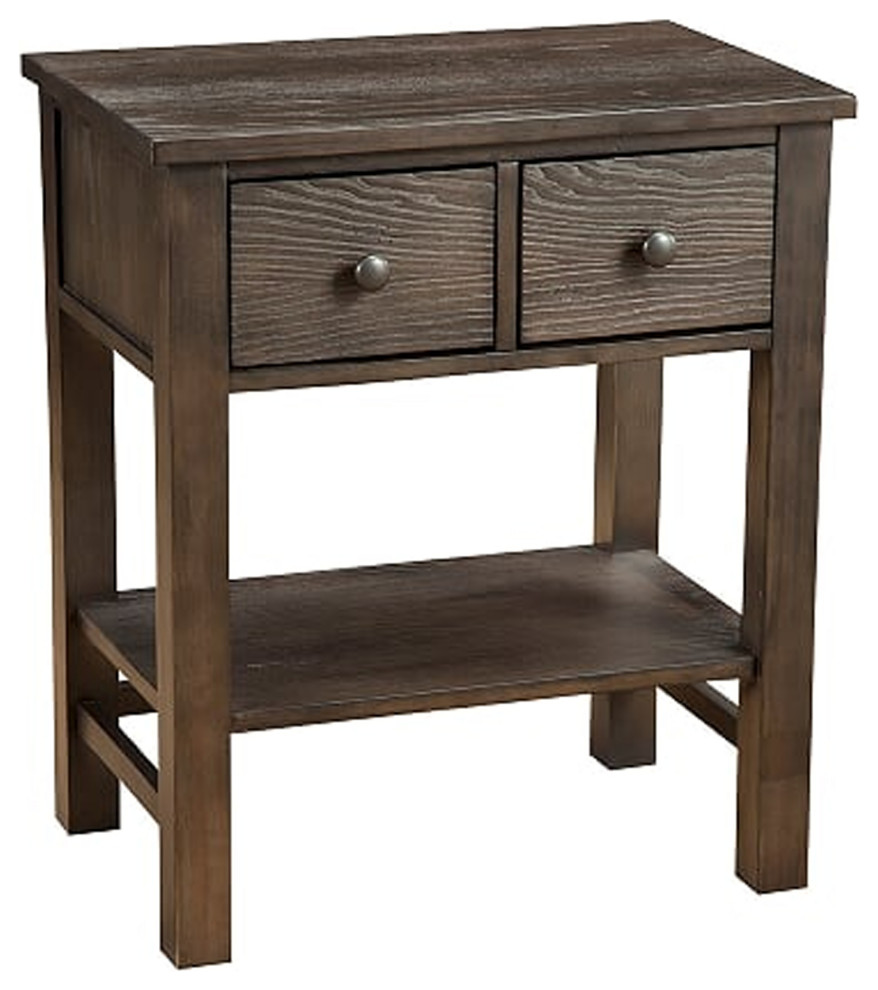Transitional Nightstand with Two Drawers and Open Bottom Shelf, Gray ...