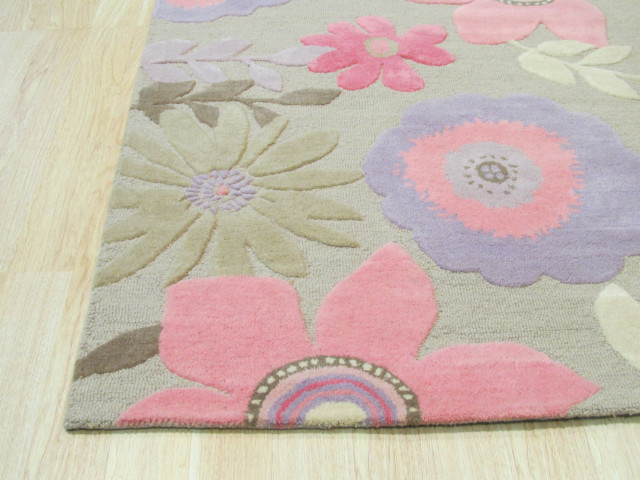 EORC Gold Hand-Tufted Wool Florida Rug 10' x 14', Rectangular 10' x 14 ...