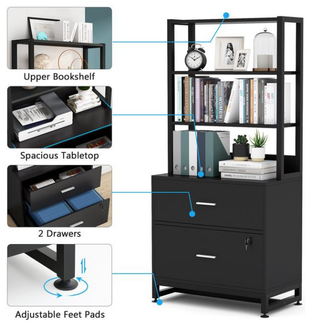 Tribesigns File Cabinet Modern Filing Cabinet with Shelf, Office ...